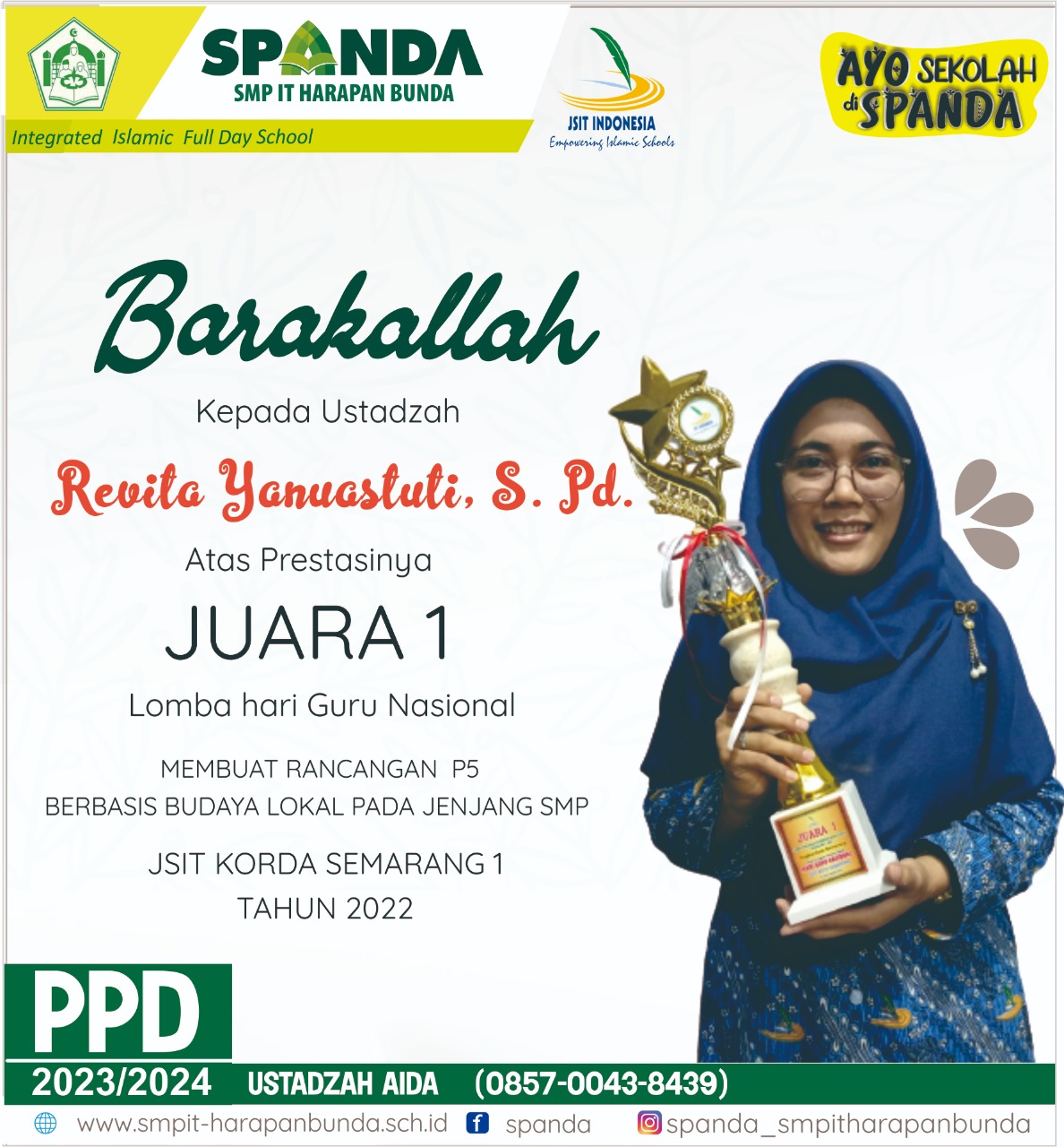 Barakallah Kepada Ustadzah Revita Yanuastuti, S.Pd - SMP Islam Terpadu Harapan Bunda Semarang